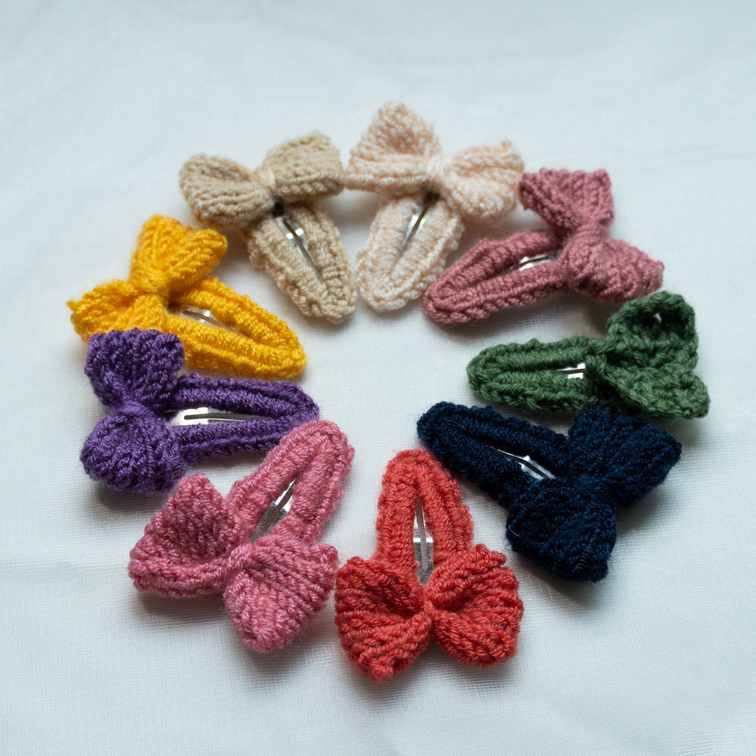 Bow Tie Snap Hairpin Handmade Knitted Crochet | idus