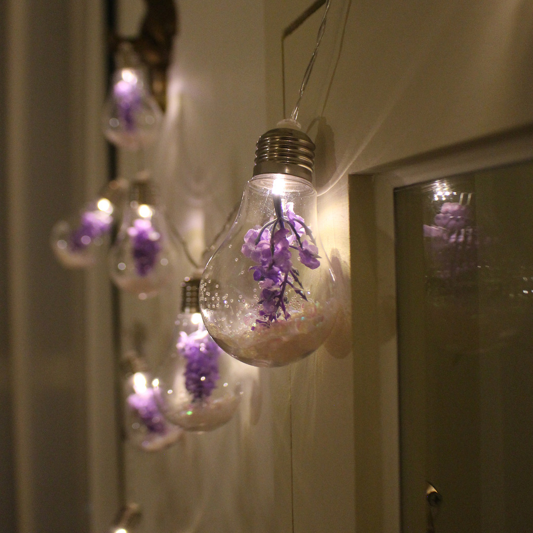 Battery-powered Wireless 8 Heads Bulb Lavender Garland LED | idus