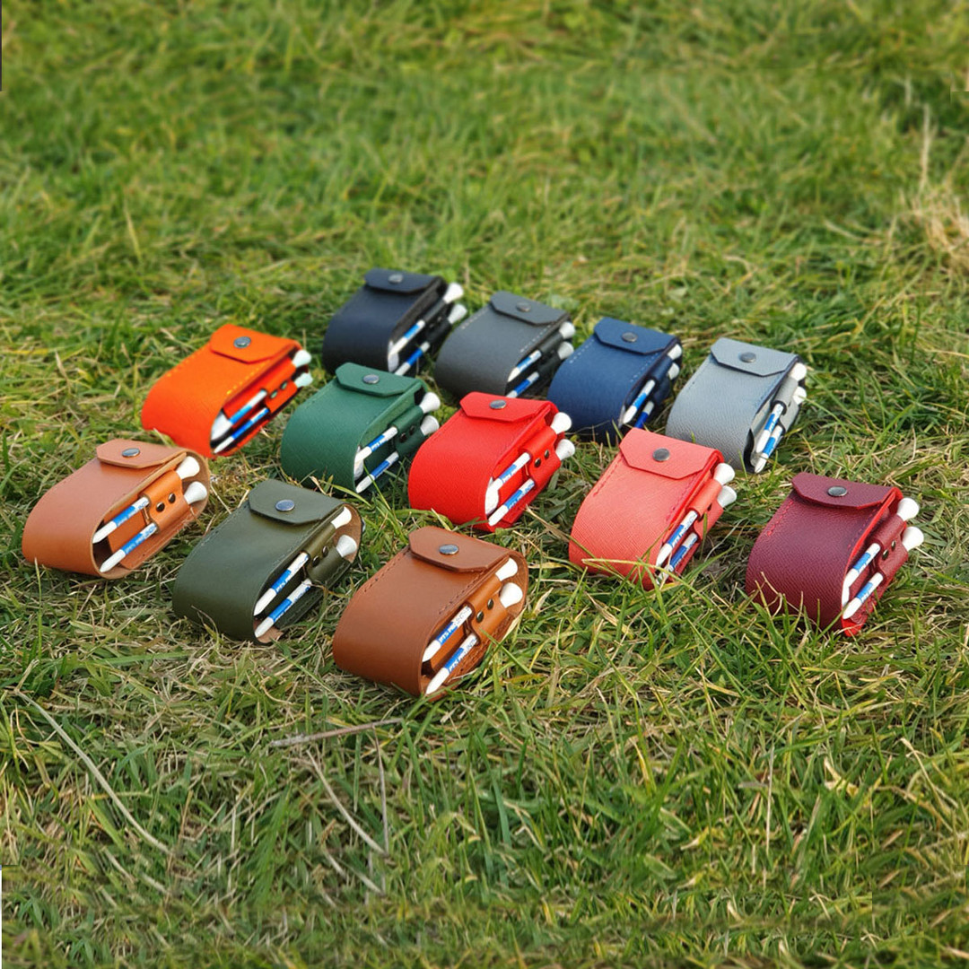 Golf ball case [handcrafted leather workshop/engraved initials]