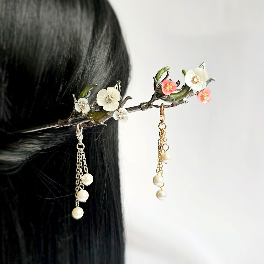 [Two flowers under the blue moon] 2 in 1 pearl hair stick korean binyeo | idus