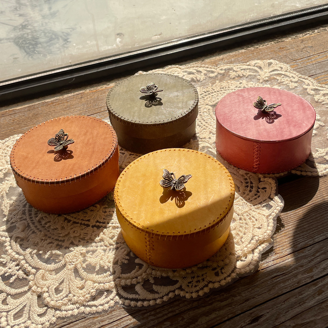 Round Leather Storage Box | idus
