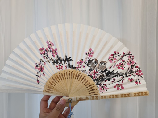 수제 전통 한국화 부채 참새와 매화 | 아이디어스