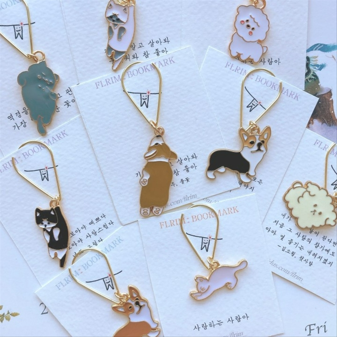 [3+1]Cute dog and cat bookmark | idus