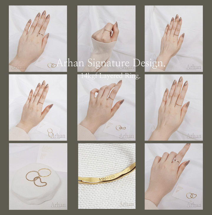 14k 골드필드 레이어드 가드링 실 반지 | 아이디어스