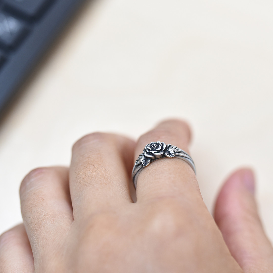 925 Silver Vintage Rose Ring | idus