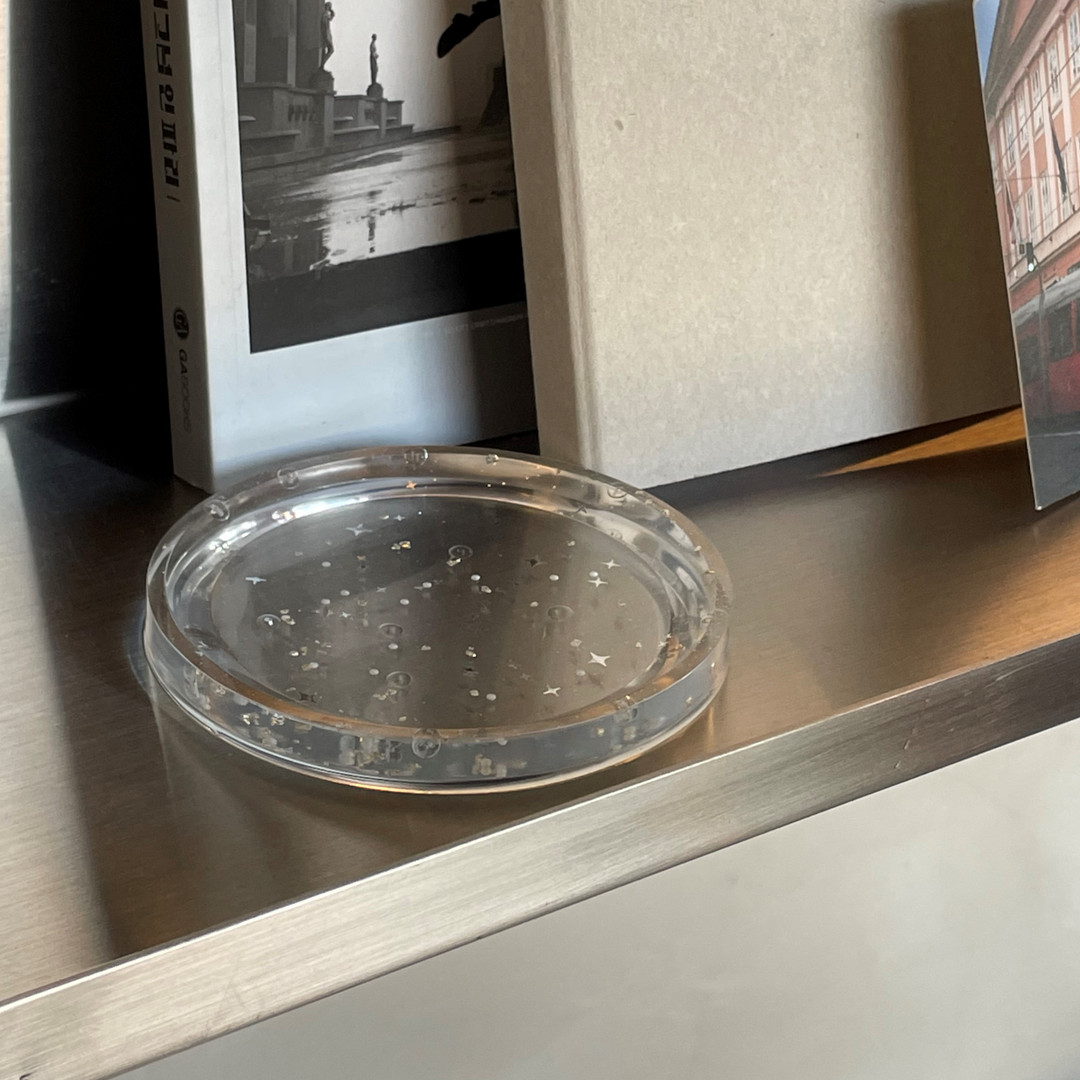 Small Round Accessory Jewelry Objet Tray, Glitter Resin Plate | idus