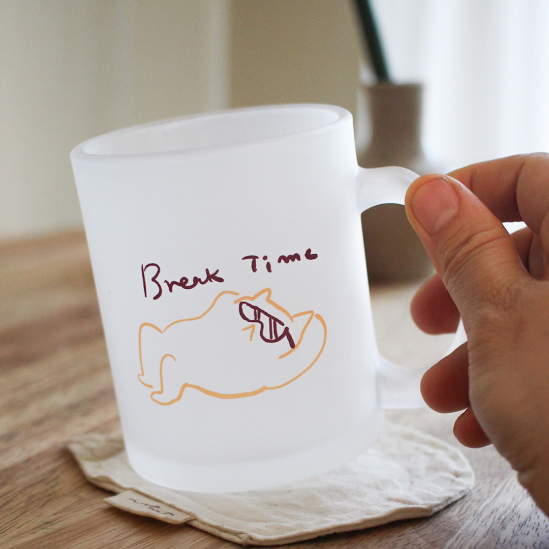Break time Cat, Ice Heat resistant glass mug