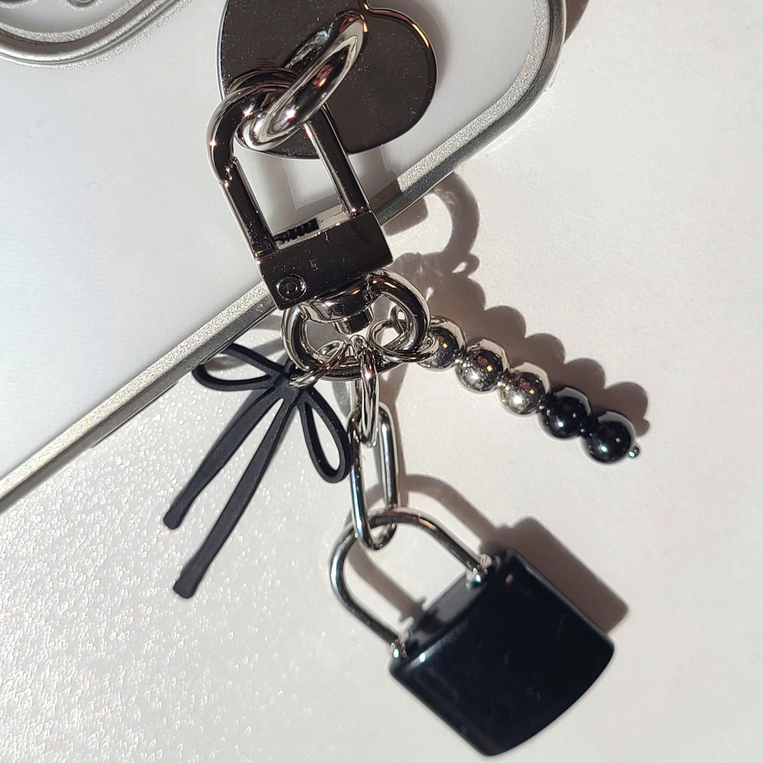 Black Obsidian Heart shape Key/Lock Key Ring | idus