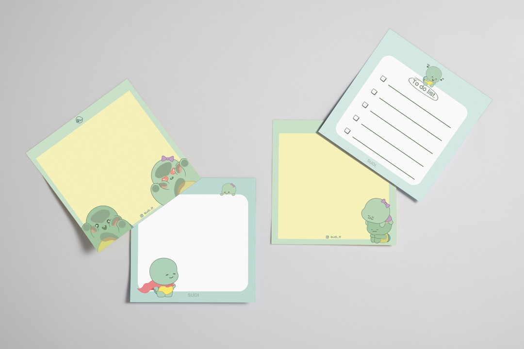 Turtle character Sticky note(8cm-square)