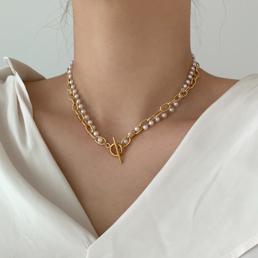 MIH/peb 써지컬체인 진주 볼드 체인 토글바 목걸이 | 아이디어스 - 핸드메이드, 수공예, 수제 먹거리