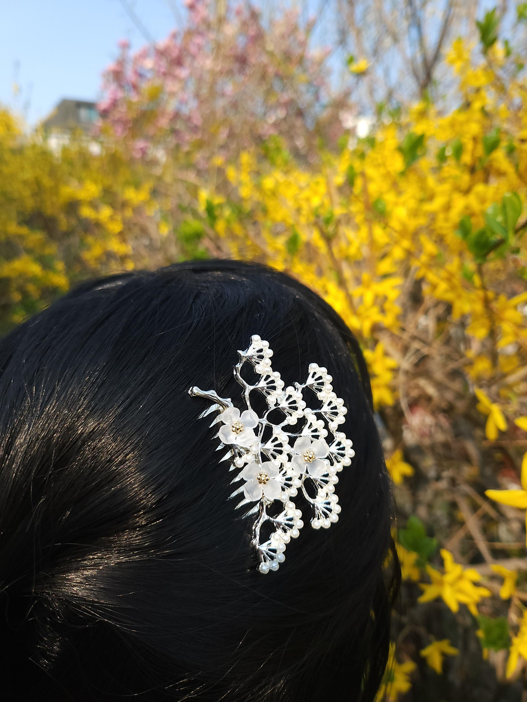White snow on the Pine tree hairpin [Korean traditional ornamental hairpin]
