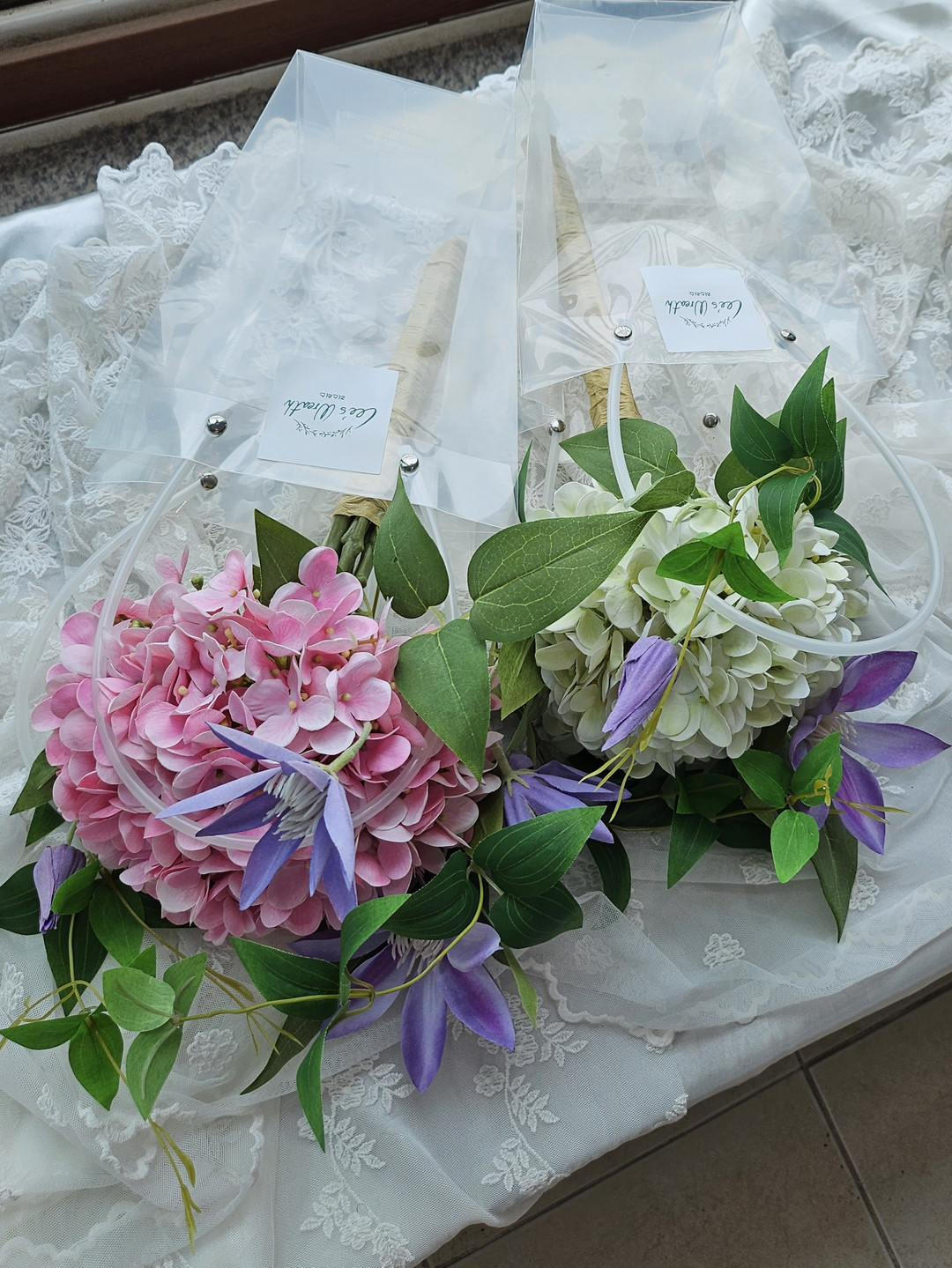 Everlasting Hydrangea Silk Flower Bouquet – Pink & White | Wedding • Anniversary | idus