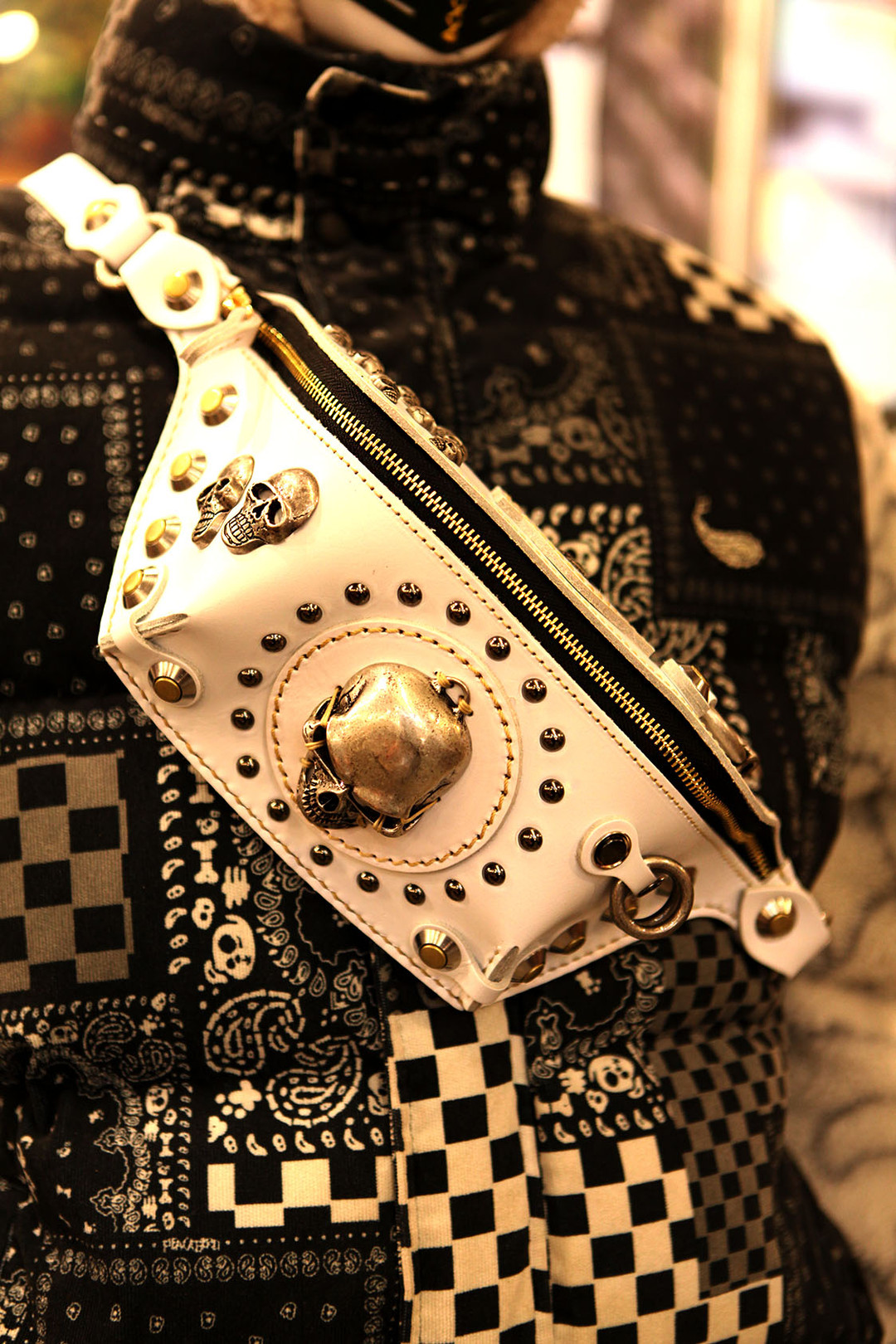 WHITE leather Skull crossbody bag custom | idus