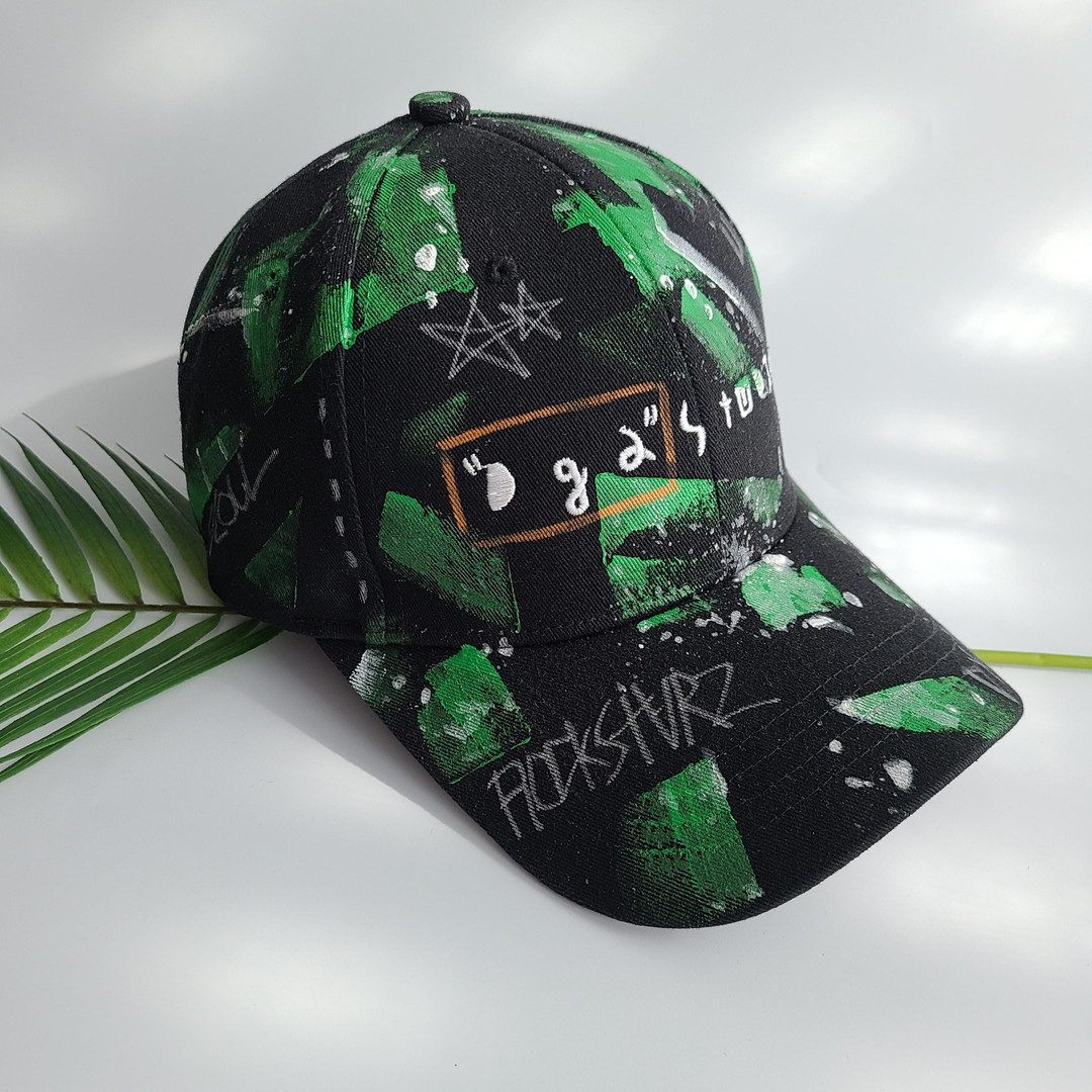 Green Painting Black Doodle Ball Cap Baseball Cap | idus