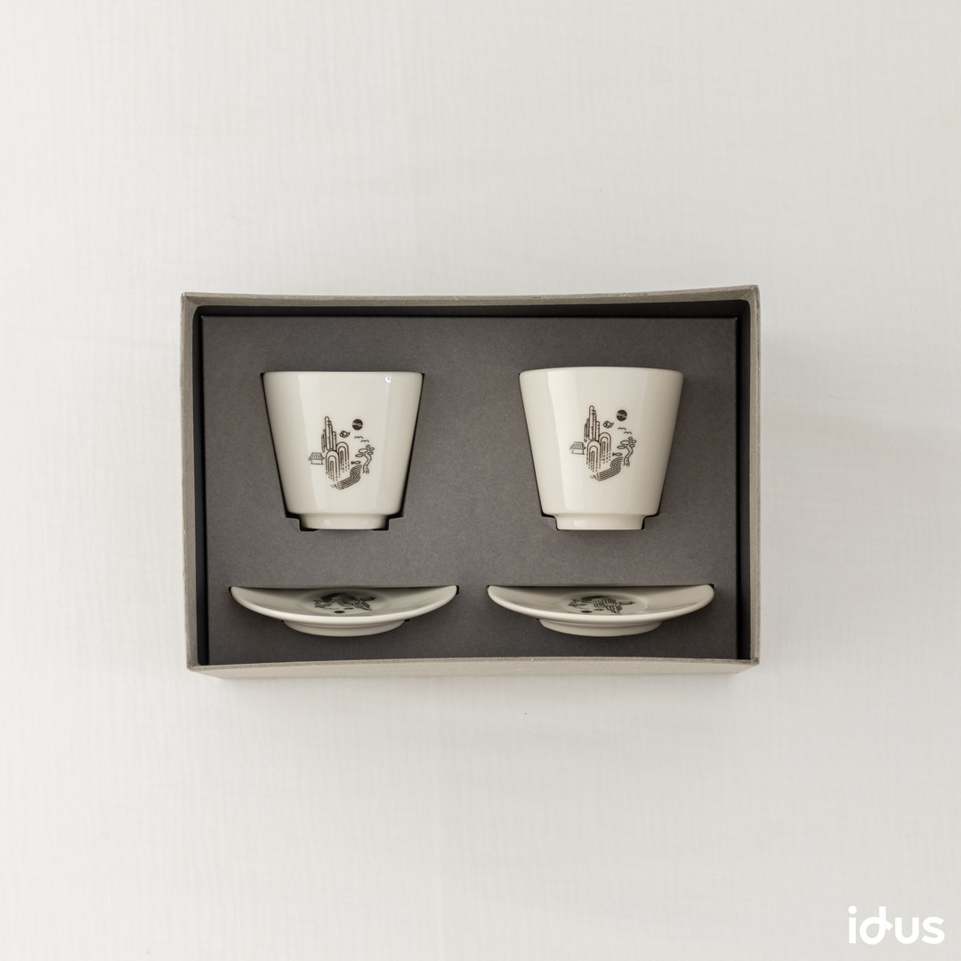 Black Sansuhwa(Korean traditional landscape paintings) tea cup set 2p | idus