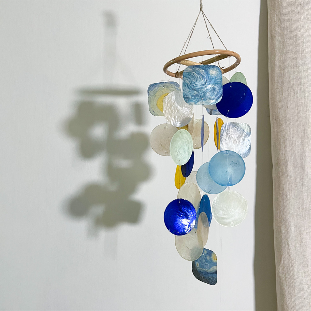 Art capiz shell wind chime_ Vincent Van Gogh_ Starry Night (S) DIY KIT ...