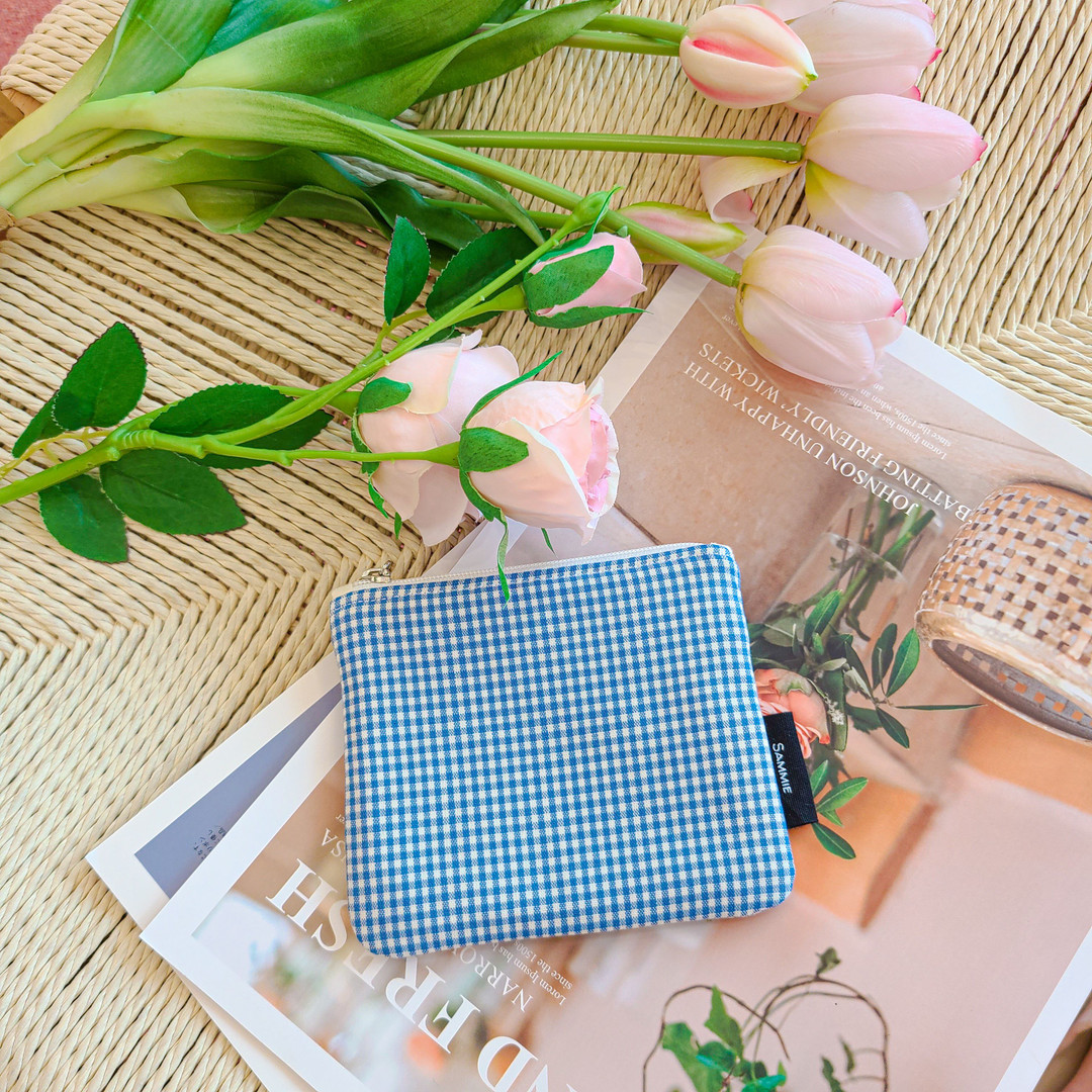 [9colors] Check patterned mini pouch card size | idus