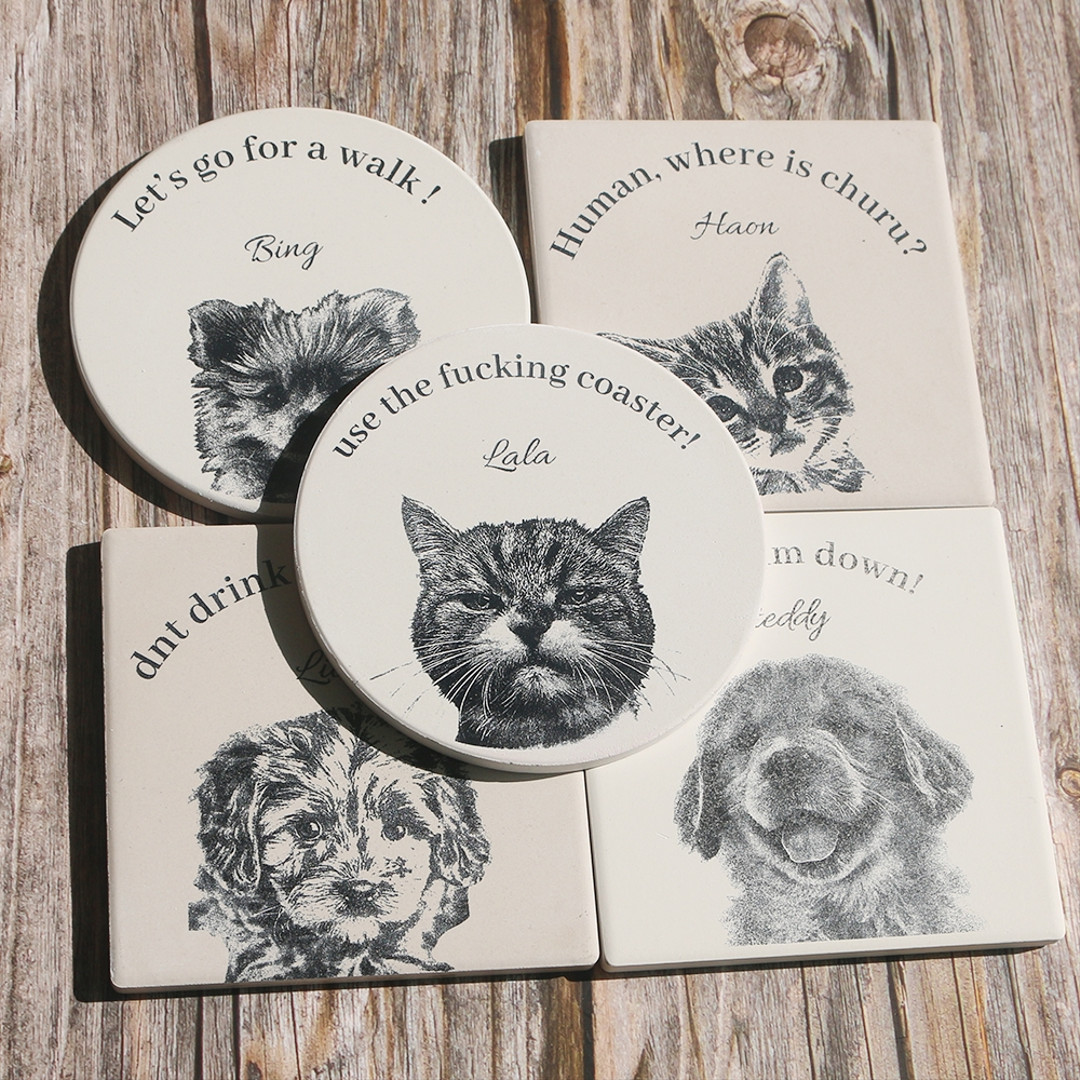 Custom Pet Photo Coaster, Custom Pet Face and Name Coaster ...