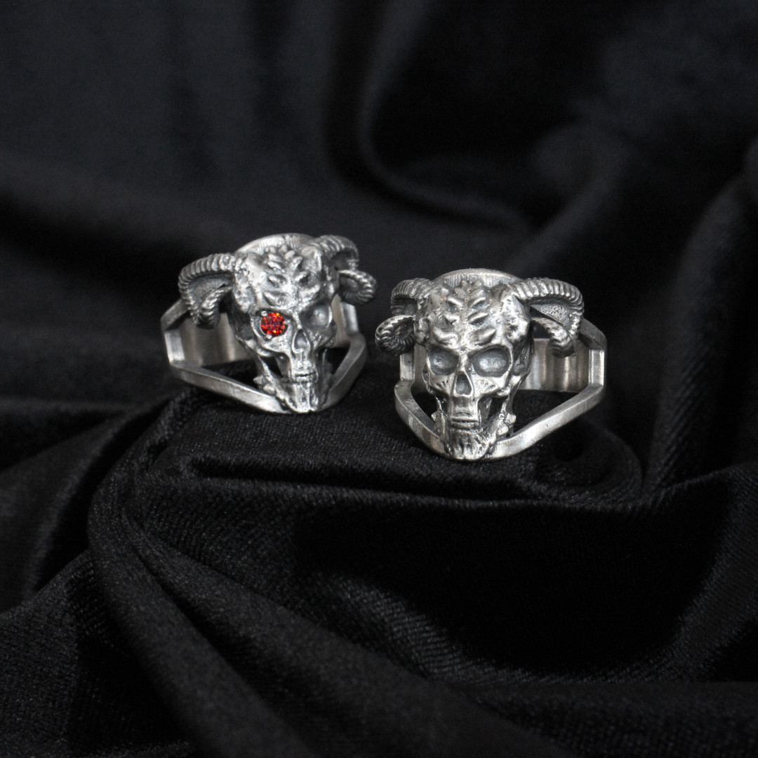 [925 Silver] Demon Skull Ring ver.2