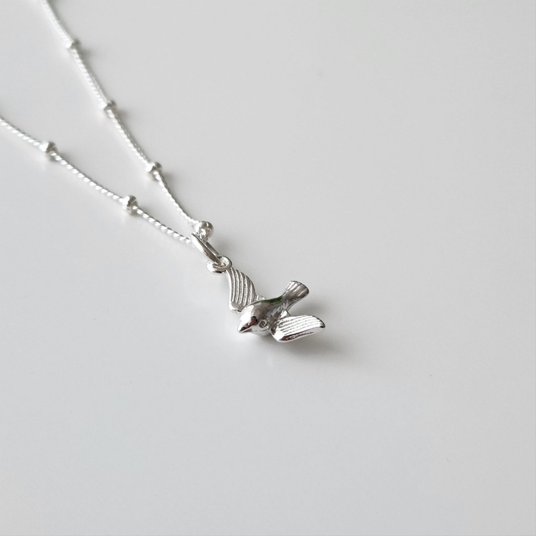 925 Silver Ballchain Mini bird Silver Necklace | idus