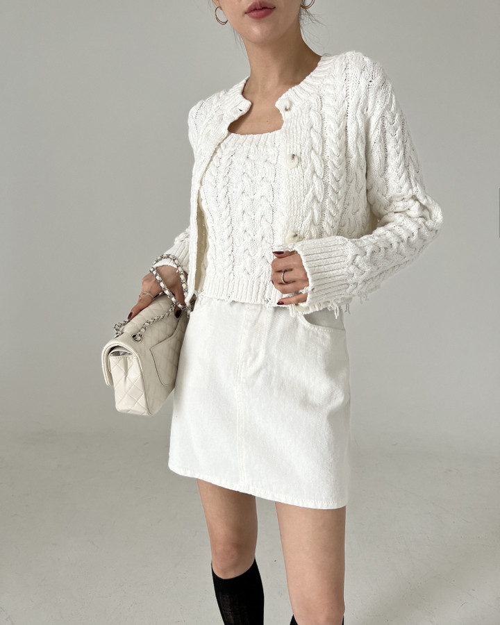 [🌸봄한정세일🌸]빈티지 니트탑+가디건SET 3col | 아이디어스