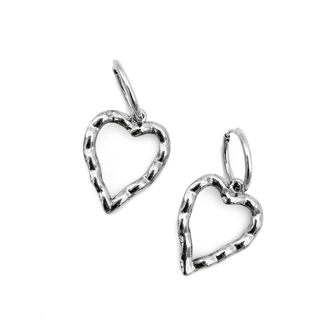 Simple Heart Surgical Ring Earrings