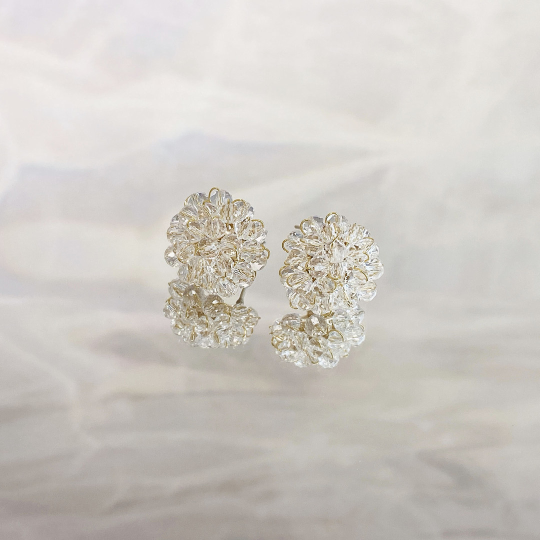 crystal beads wedding flower earrings | idus