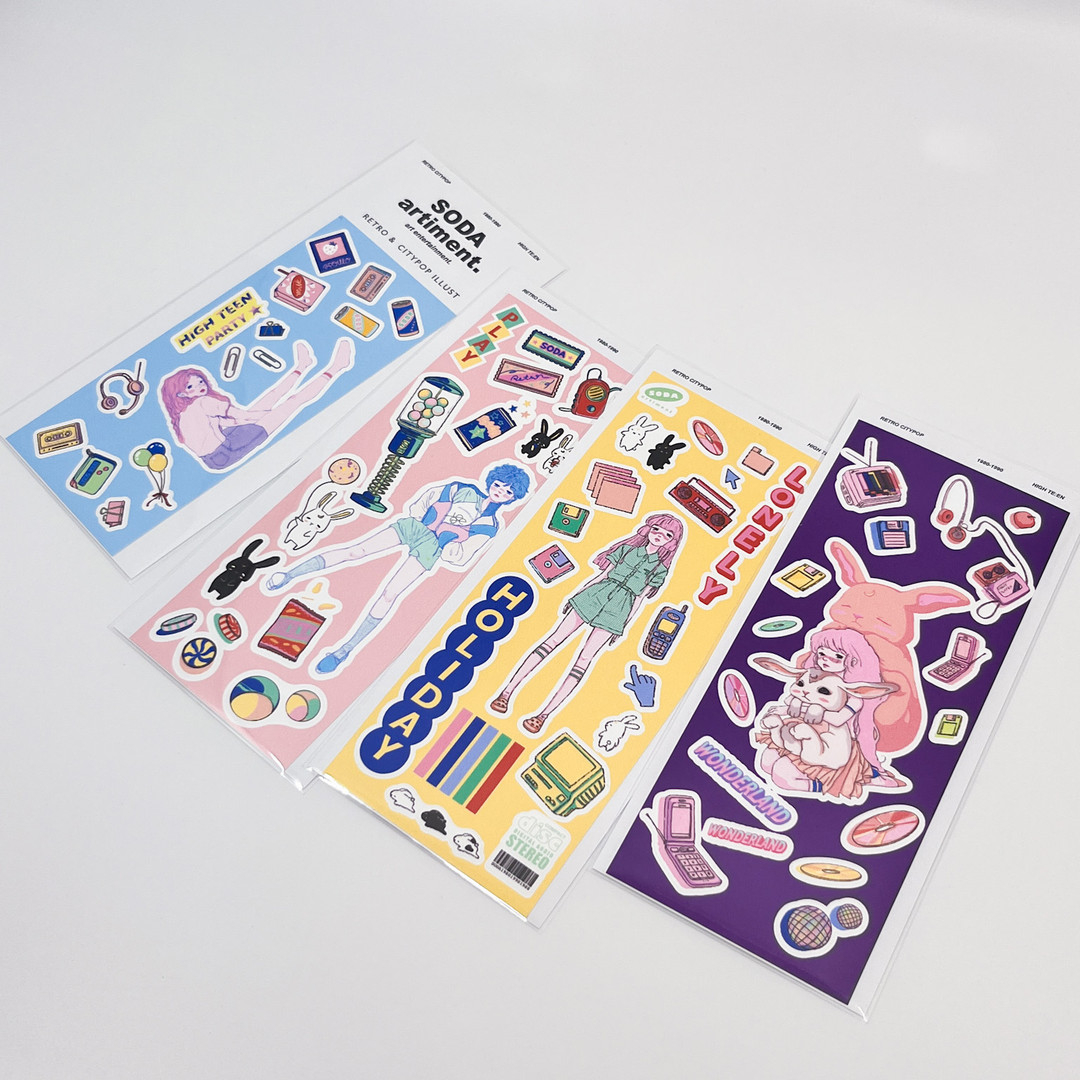 High Teen Stickers 5 types Set.