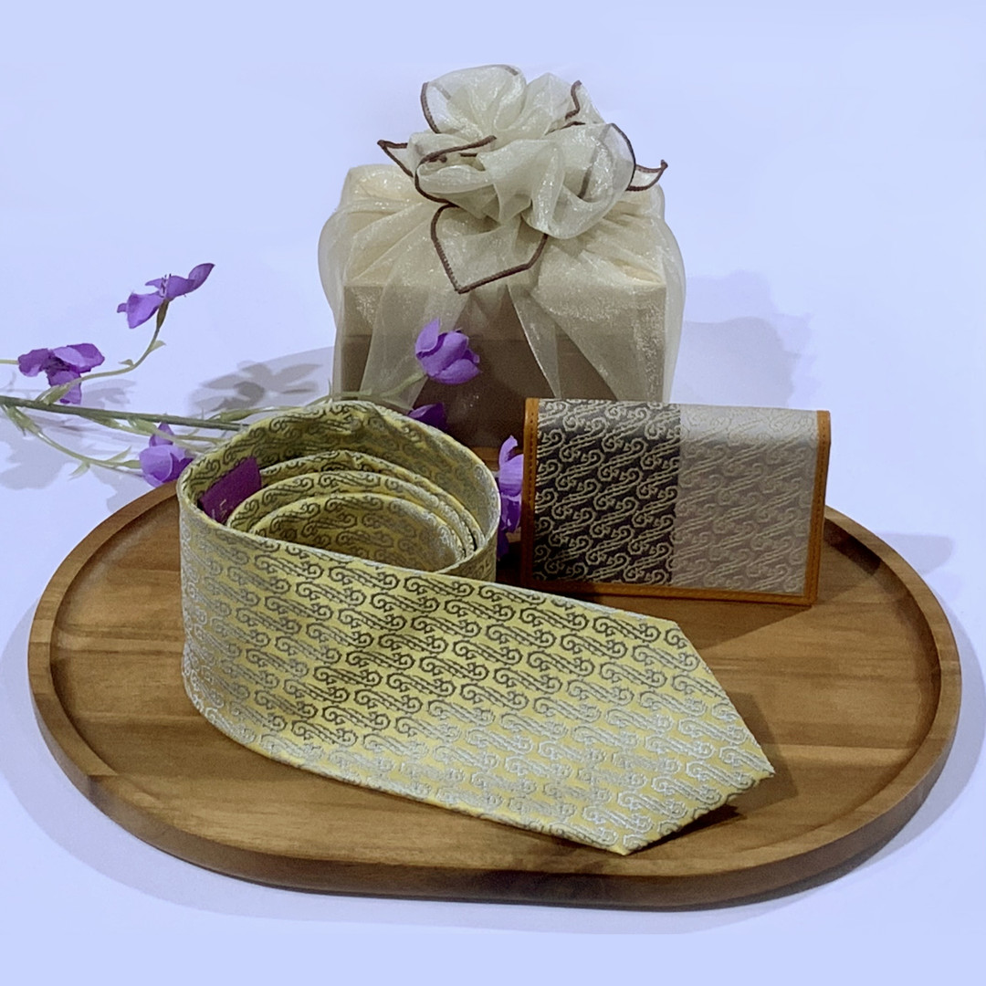 [K-Goods]Silk Necktie& Wallet Gift Set Korean Cloud Pattern Bojaki ...