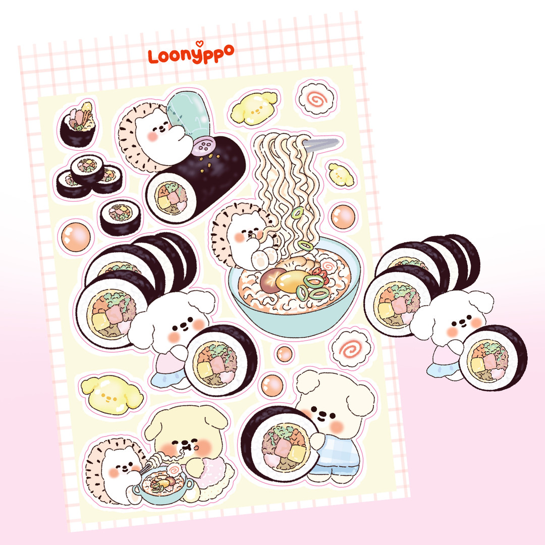 Kimbap and ramen sticker (line sticker) | idus