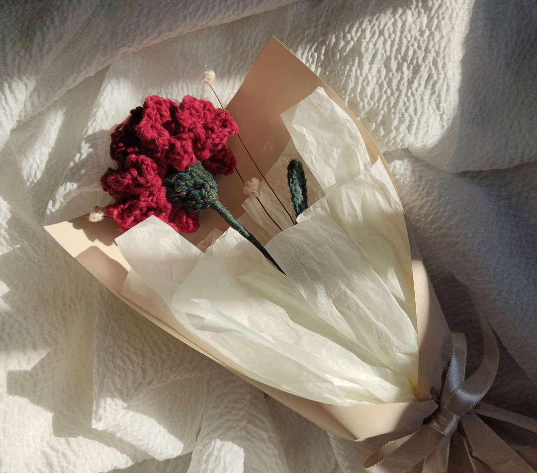 Hand Knit Carnation Flower Bouquet