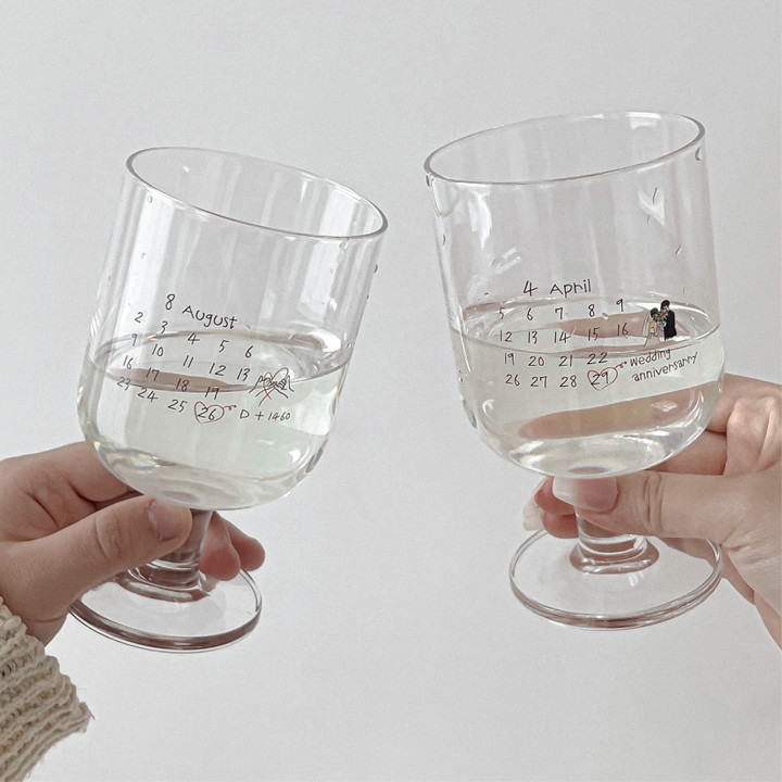 기념일 캘린더 컵 고블렛잔 280ml 결혼선물 1P | 아이디어스