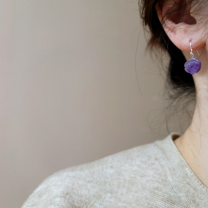 퍼플 플라워 자수정 귀걸이(실버925,14K GF) | 아이디어스