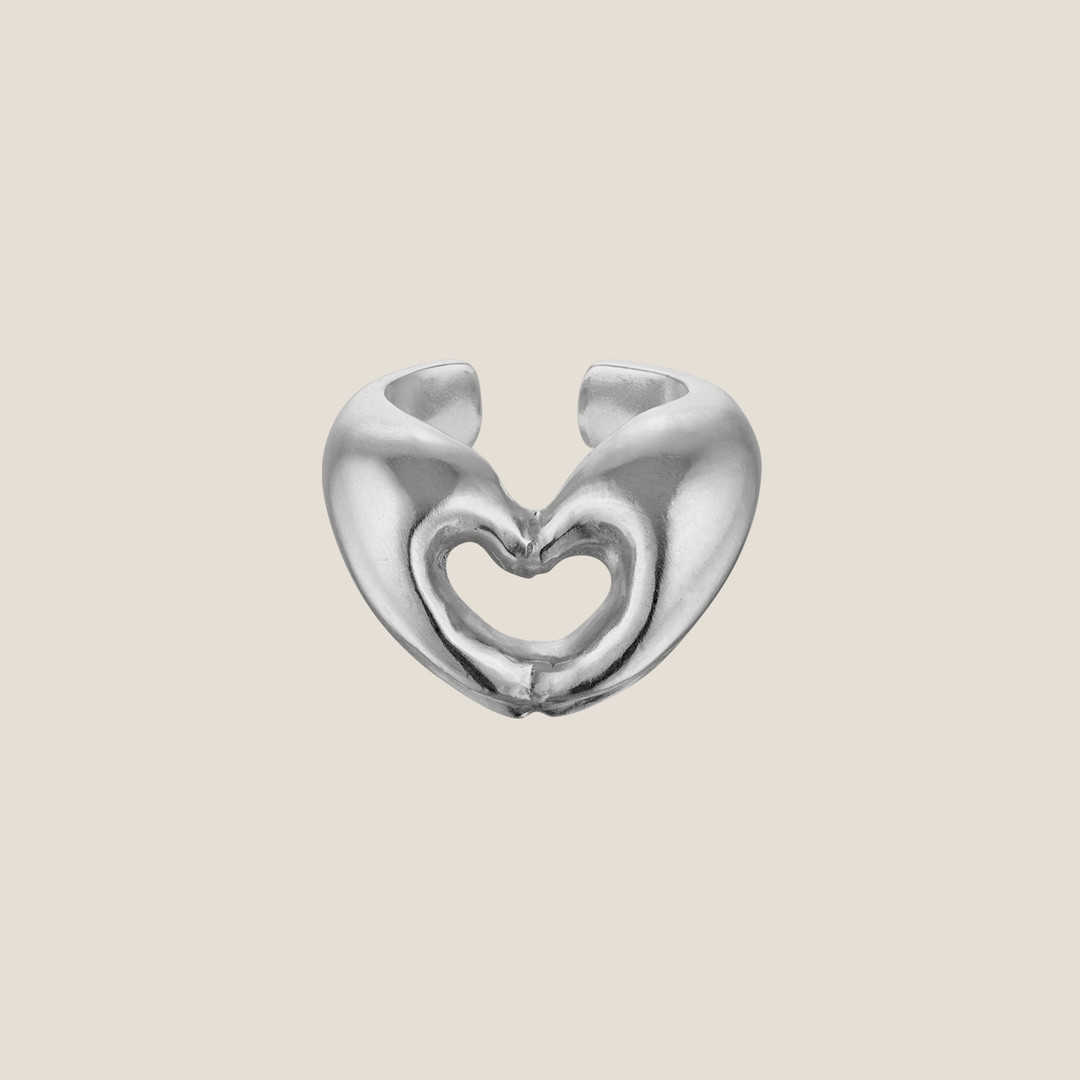 925 Sterling Silver Heart hands ear cuff | idus