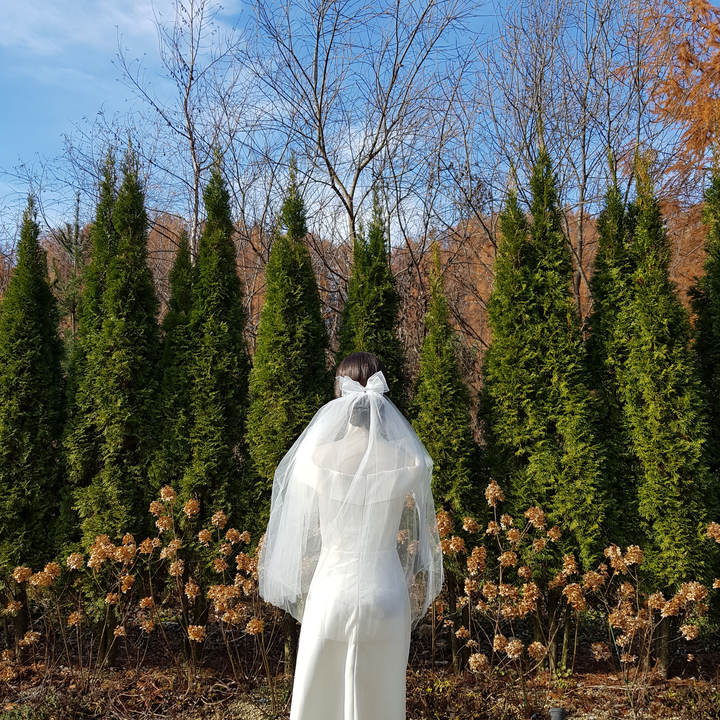 미디엄 베일 리본 웨딩헤어핀 면사포 | 아이디어스