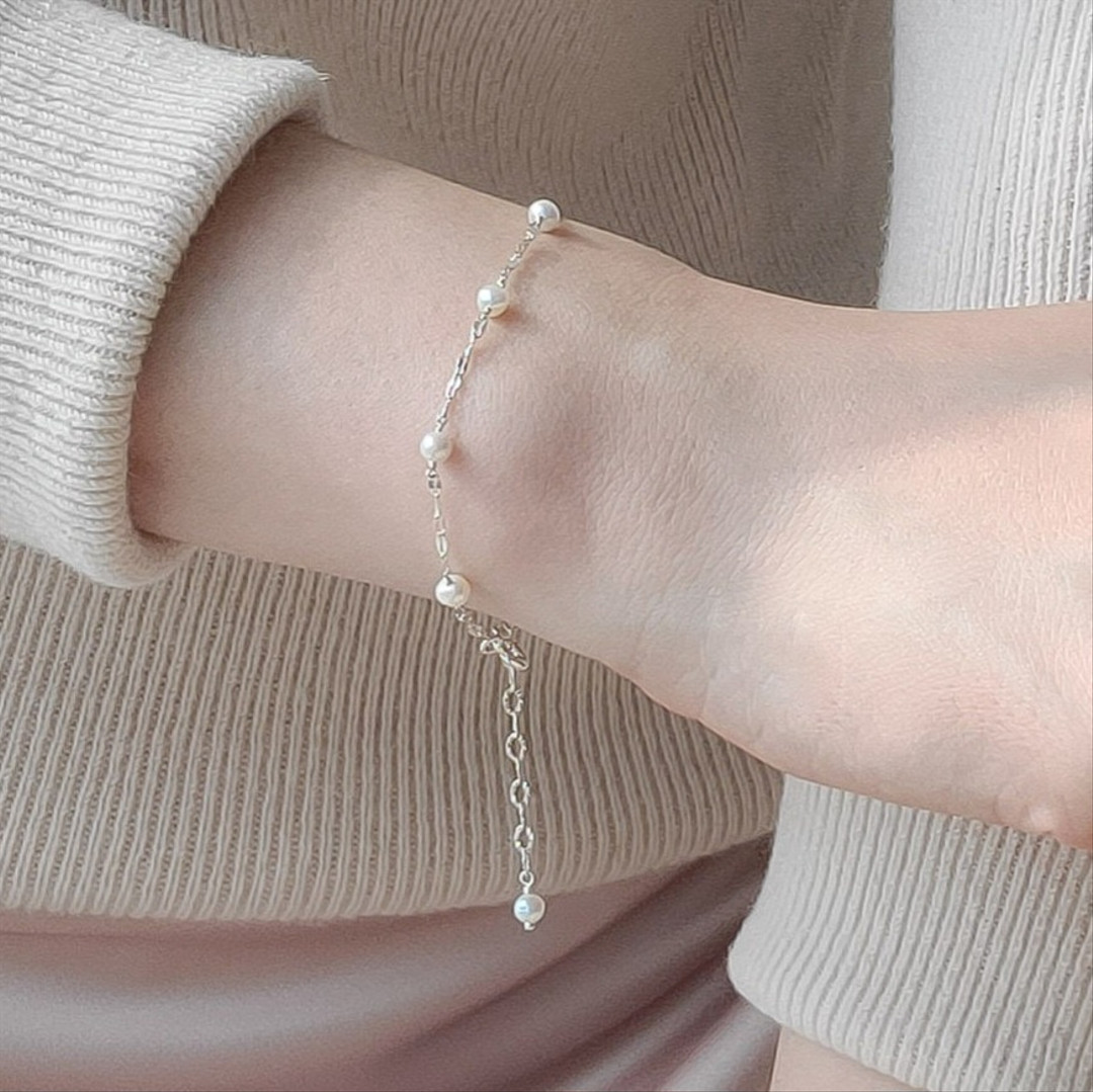 [Silver925] Freshwater pearl/turquoise blanc gemstone bracelet | idus