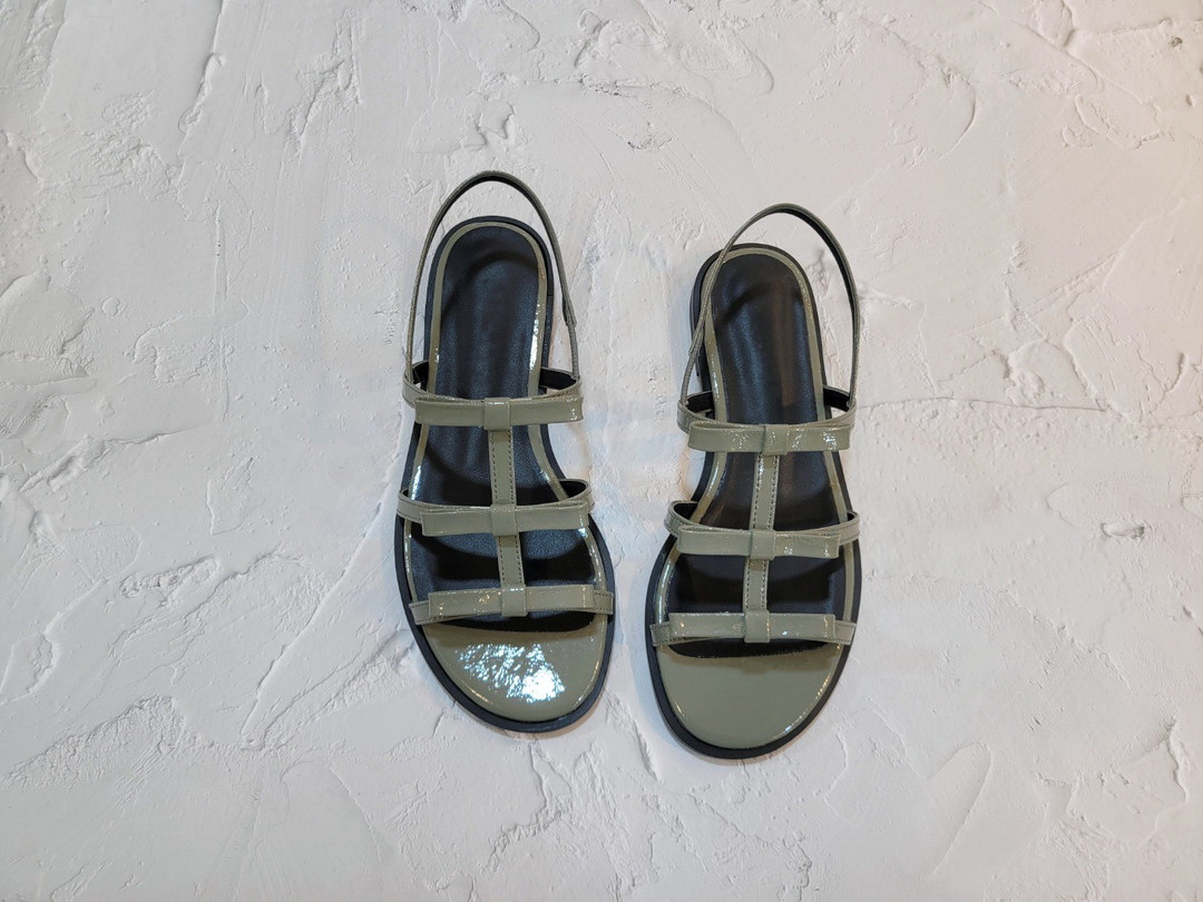 Kaki Gray Ribbon Sandals, handmade shoes in Seongsu-dong, Korea | idus