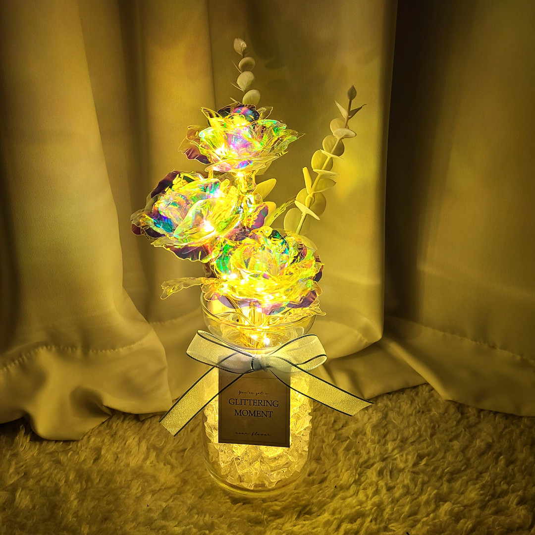 Holographic rose led vase / mood light / led lighting / flower vase | idus