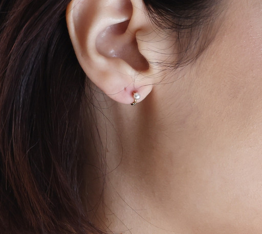 14k 골드 초미니 진주, 오팔 원터치 링 귀걸이 | 아이디어스