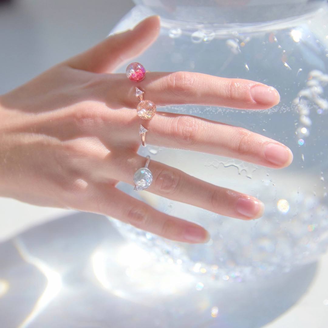 Triangle Cubic Snowball Ring (Rosegold)