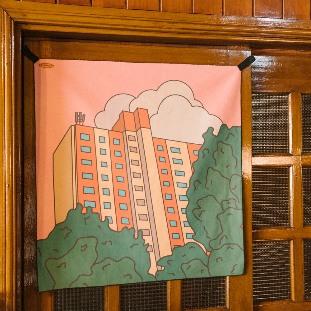 Apartment Illustration Fabric Poster Wall Hanging | idus